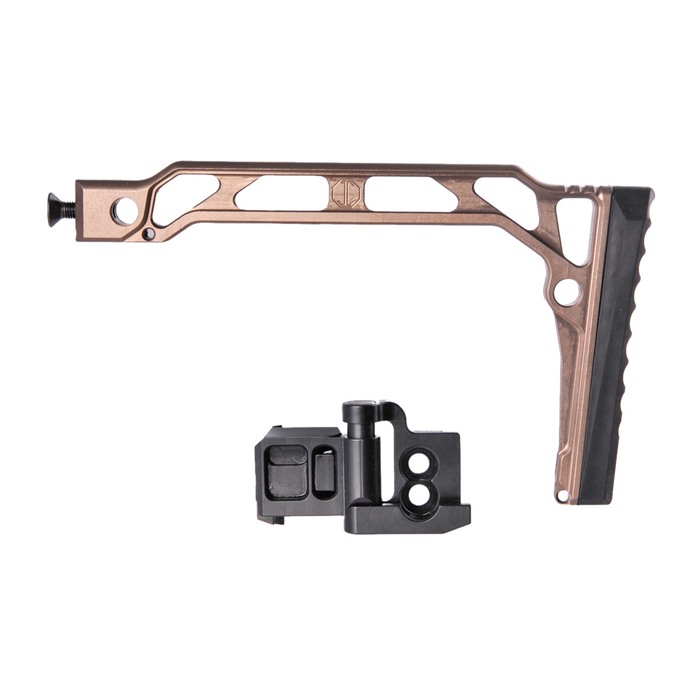 8-INCH RAISED JMAC CUSTOMS SS-8R SKELETON STOCK WITH RISE & JMAC 1913 FOLDING MECH TAN ...