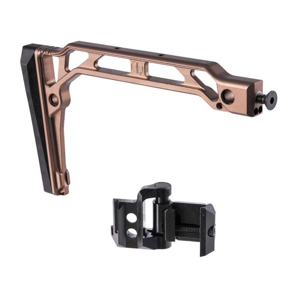 8-INCH RAISED JMAC CUSTOMS SS-8R SKELETON STOCK WITH RISE & JMAC 1913 FOLDING MECH TAN ...